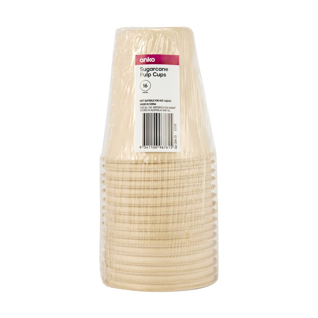 16 Pack Sugarcane Pulp Cups - Kmart
