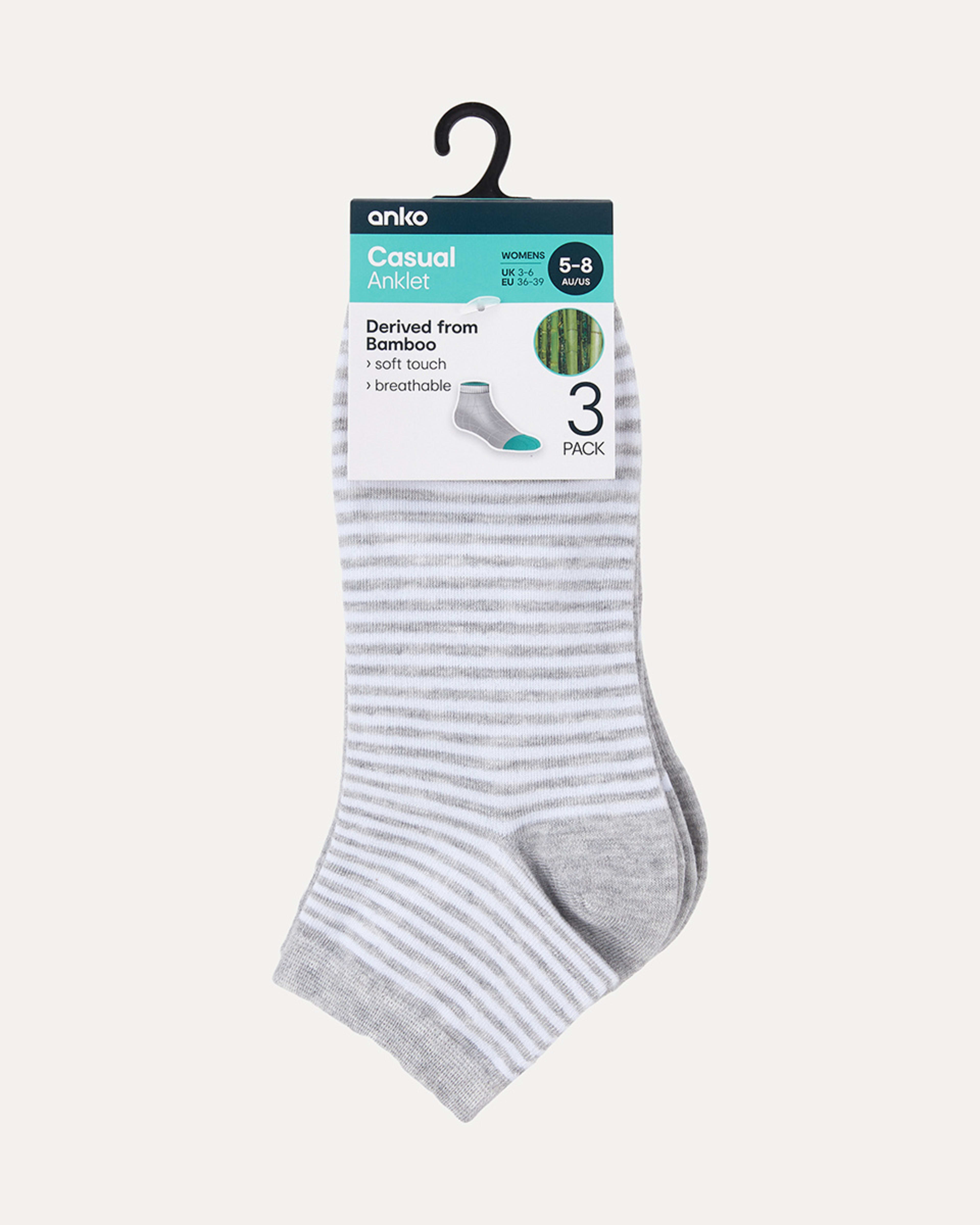 3 Pack Bamboo Anklet Socks - Kmart