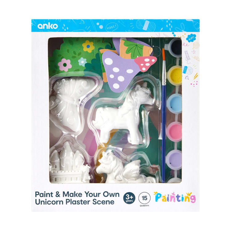 15 Piece Paint and Make Your Own Unicorn Plaster Scene - Kmart