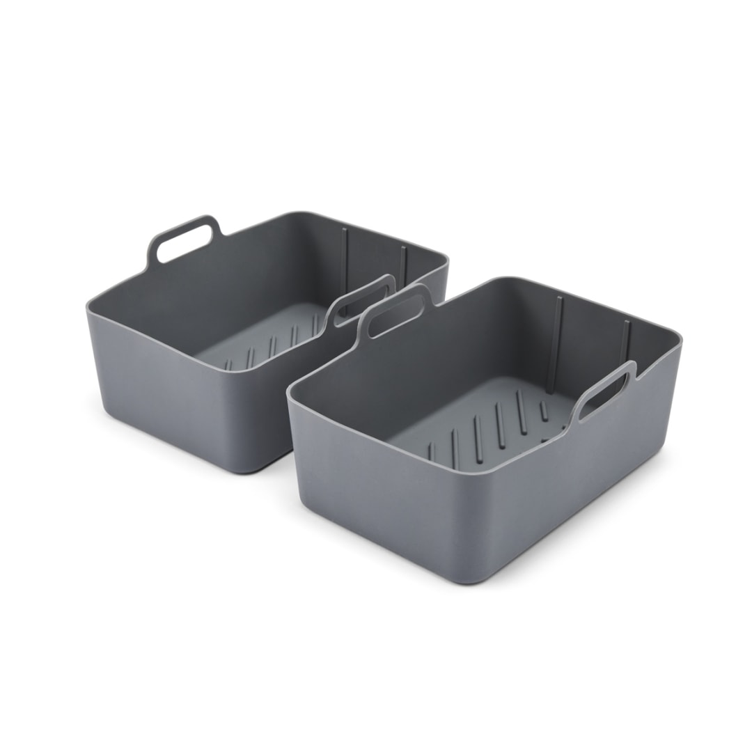 2 Pack Silicone Rectangle Air Fryer Trays - Grey - Kmart