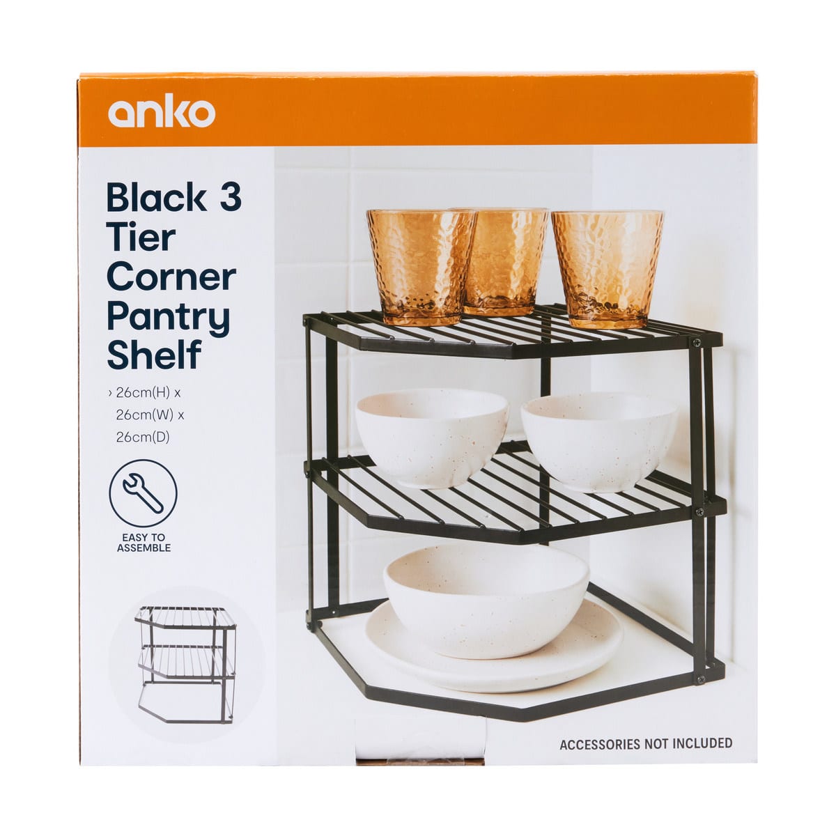 3 Tier Corner Pantry Shelf - Black - Kmart