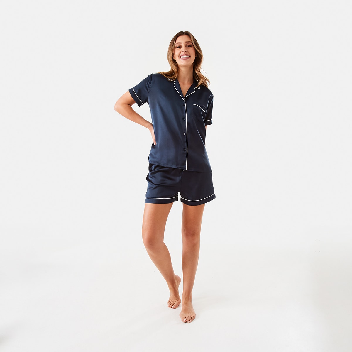 Short Sleeve Top and Shorts Satin Pyjama Set - Kmart