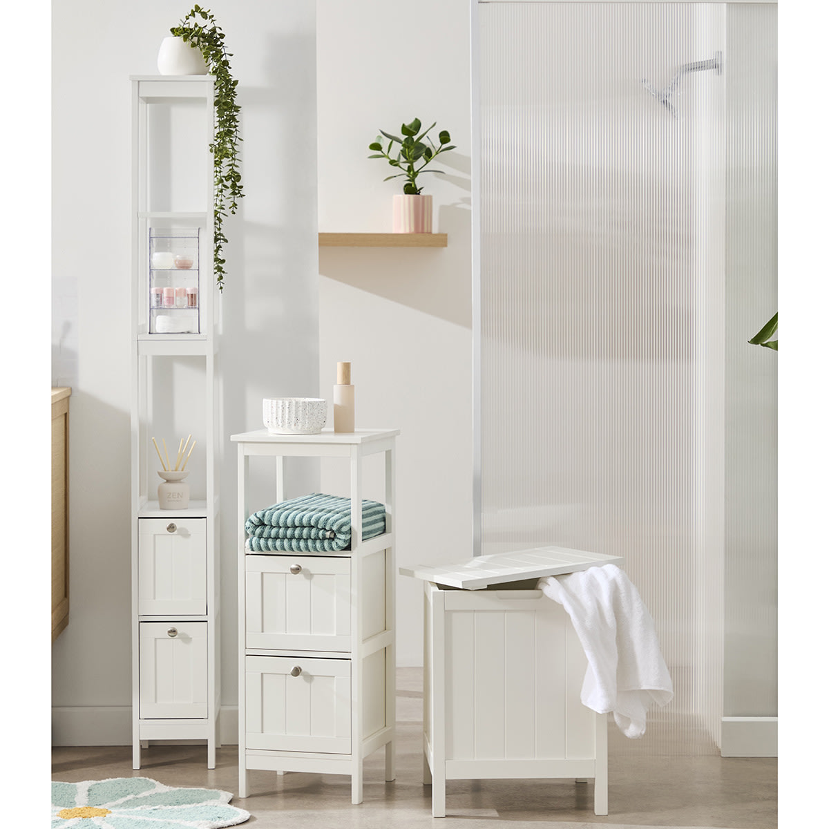 Panelled Slim 5 Tier Unit - White - Kmart