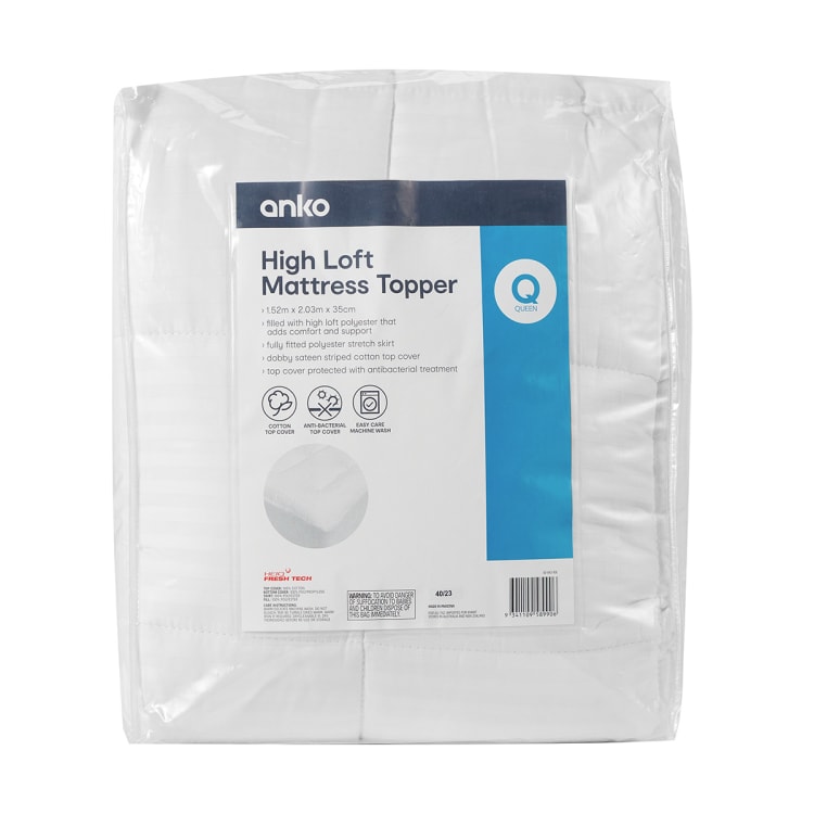 High Loft Mattress Topper - Queen Bed, White - Kmart