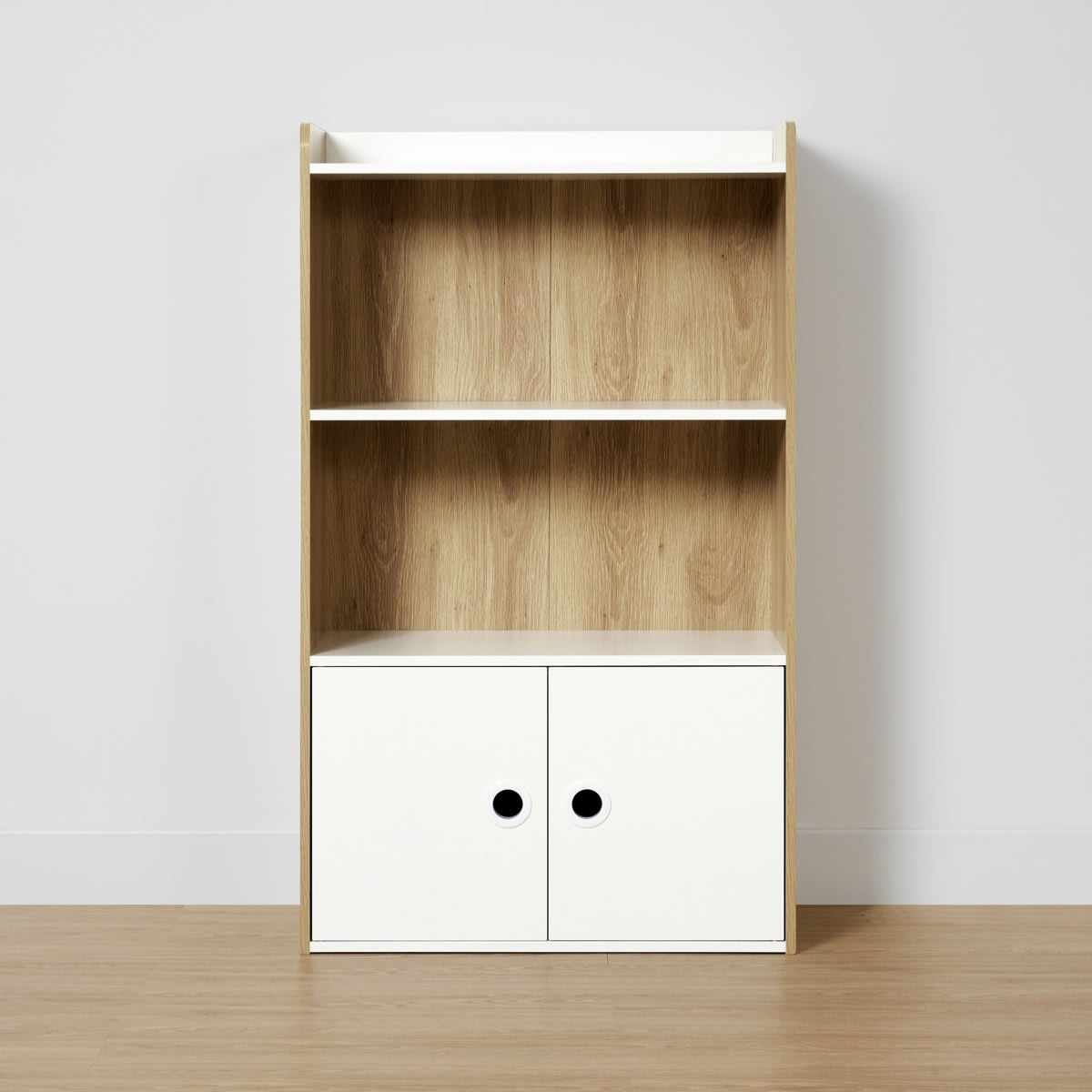 Oak Look and White Shelf with Cupboard - Kmart