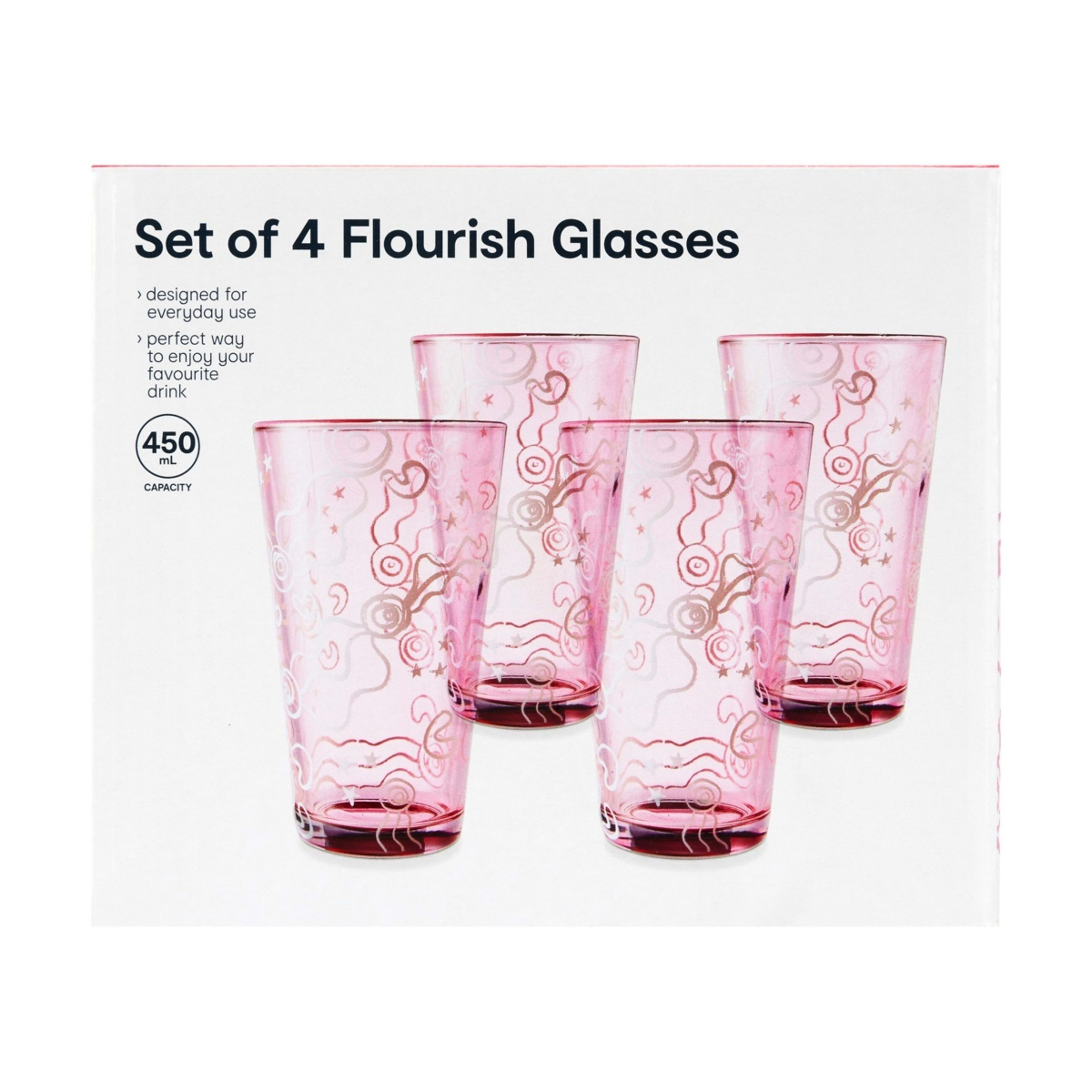 Set of 4 Rachael Sarra Flourish Glasses - Kmart