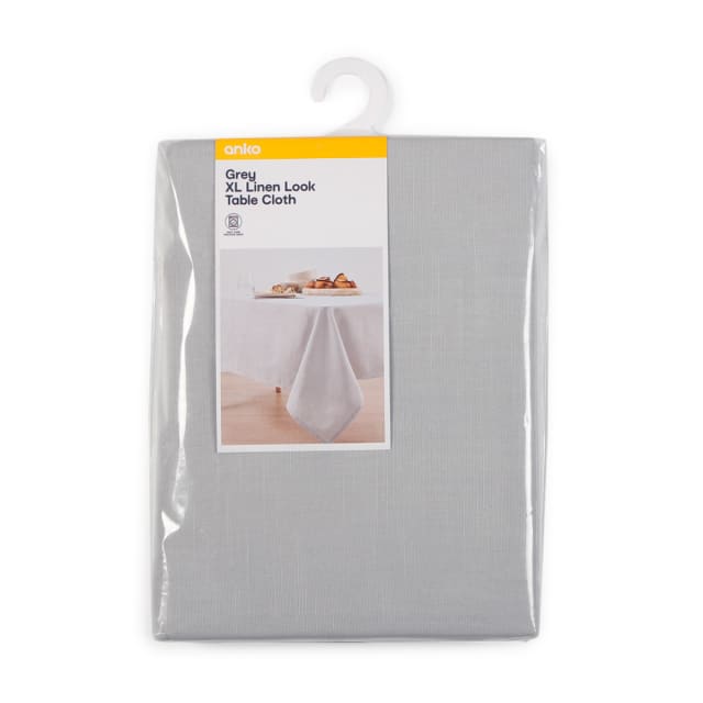 Grey Extra Large Linen Look Table Cloth - Kmart