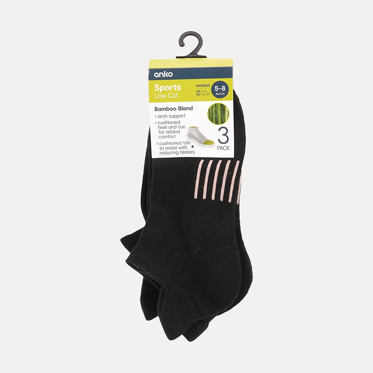 3 Pack Active Bamboo Low Cut Socks - Kmart