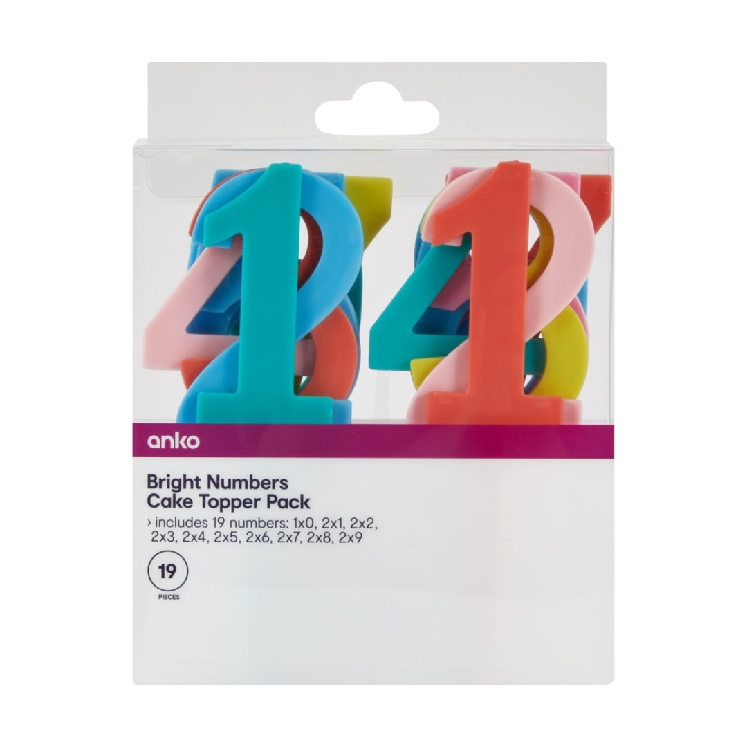 19 Piece Bright Numbers Cake Topper Pack - Kmart