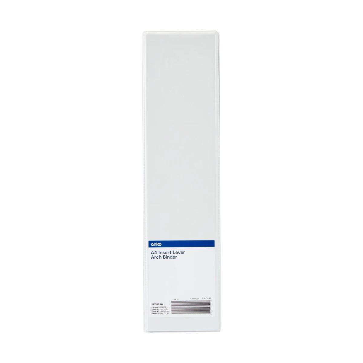 A4 Lever Arch Insert Binder - White - Kmart