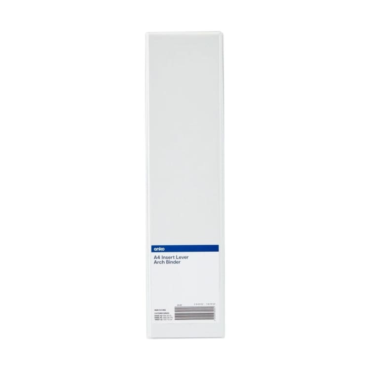 A4 Lever Arch Insert Binder - White - Kmart