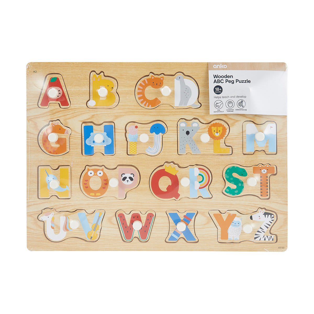 Wooden Alphabet Peg Puzzle - Kmart