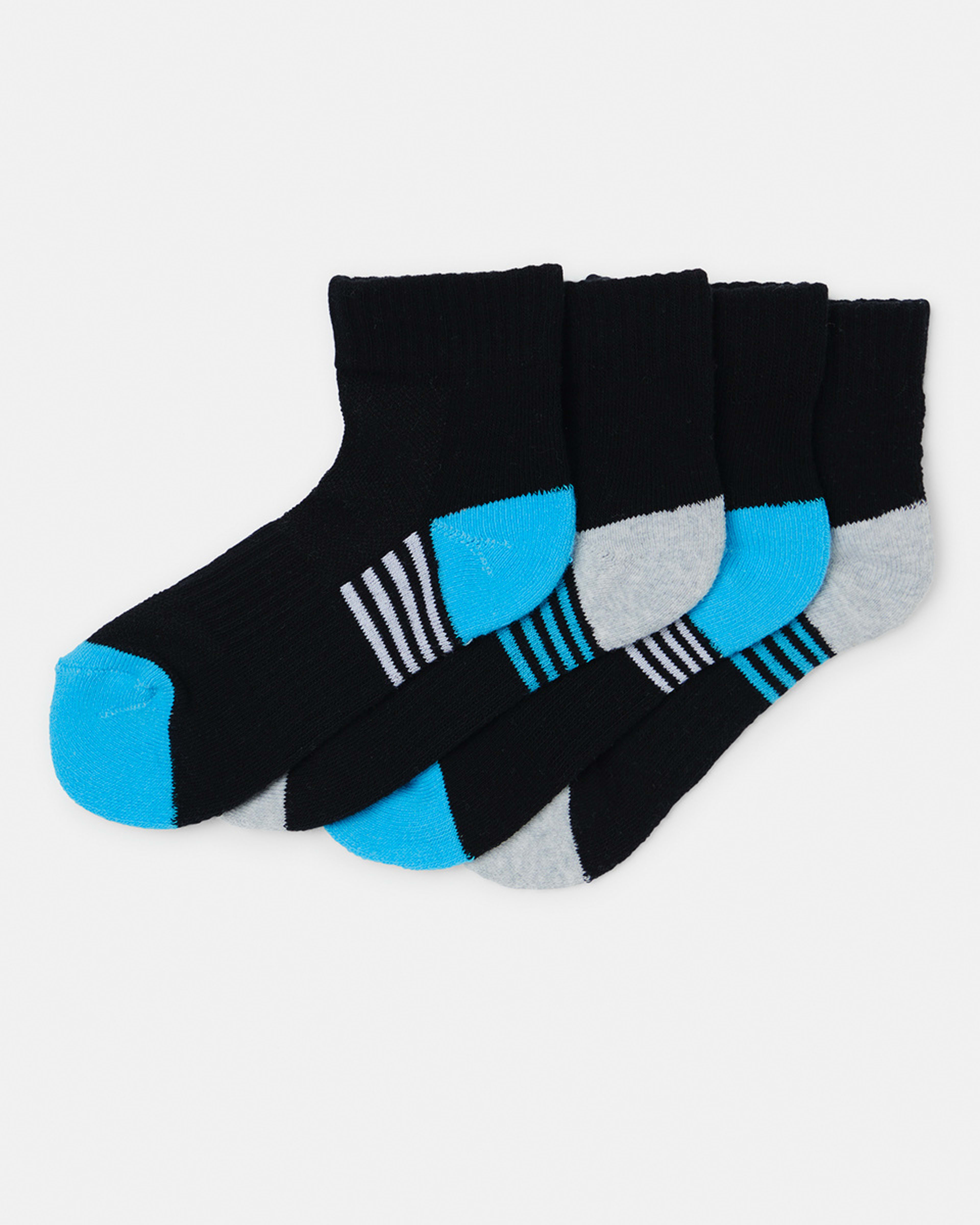 4 Pack Active Kids Quarter Crew Socks - Kmart
