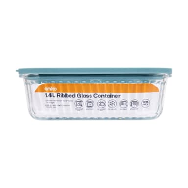 1.4L Ribbed Glass Container - Kmart NZ