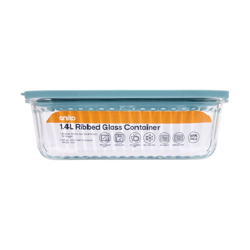 1.4L Ribbed Glass Container - Kmart