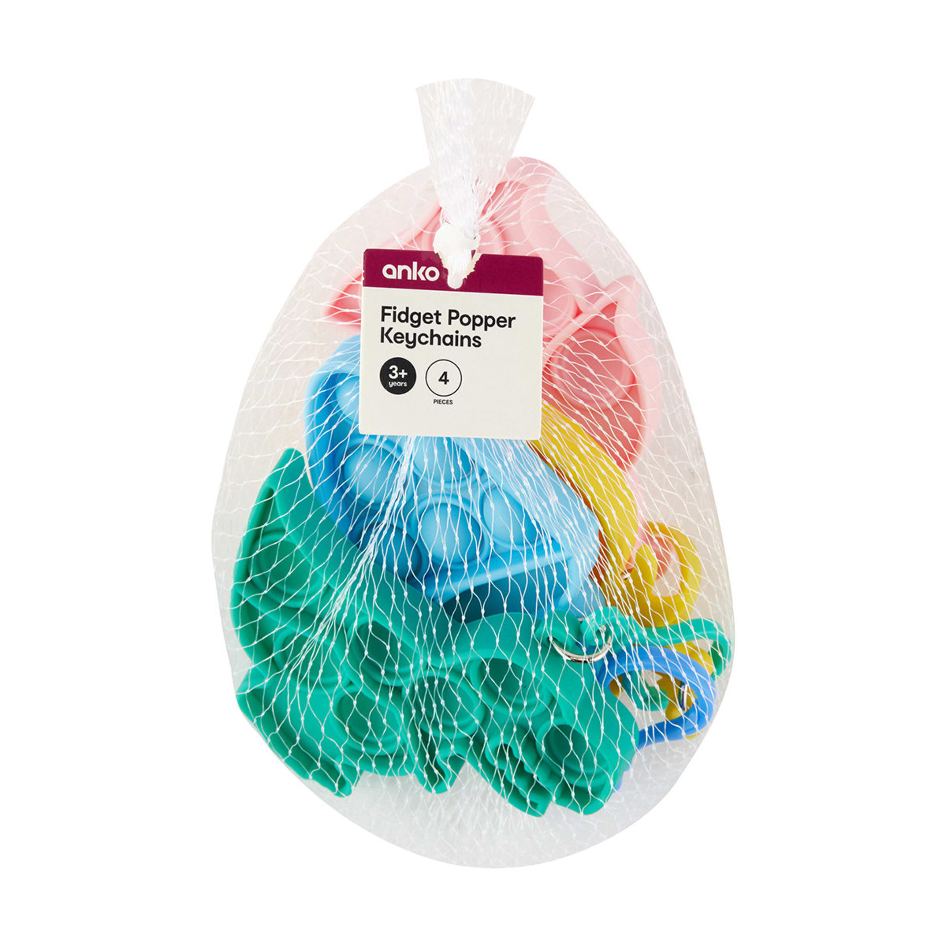 4 Piece Fidget Popper Keychains - Kmart NZ