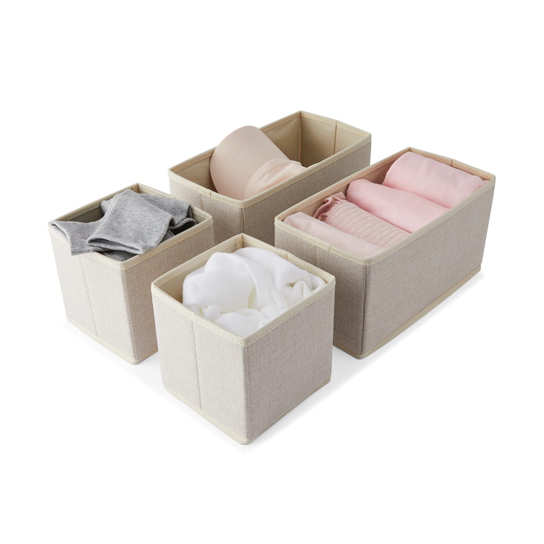 Set of 4 Linen Look Drawer Organisers - Kmart