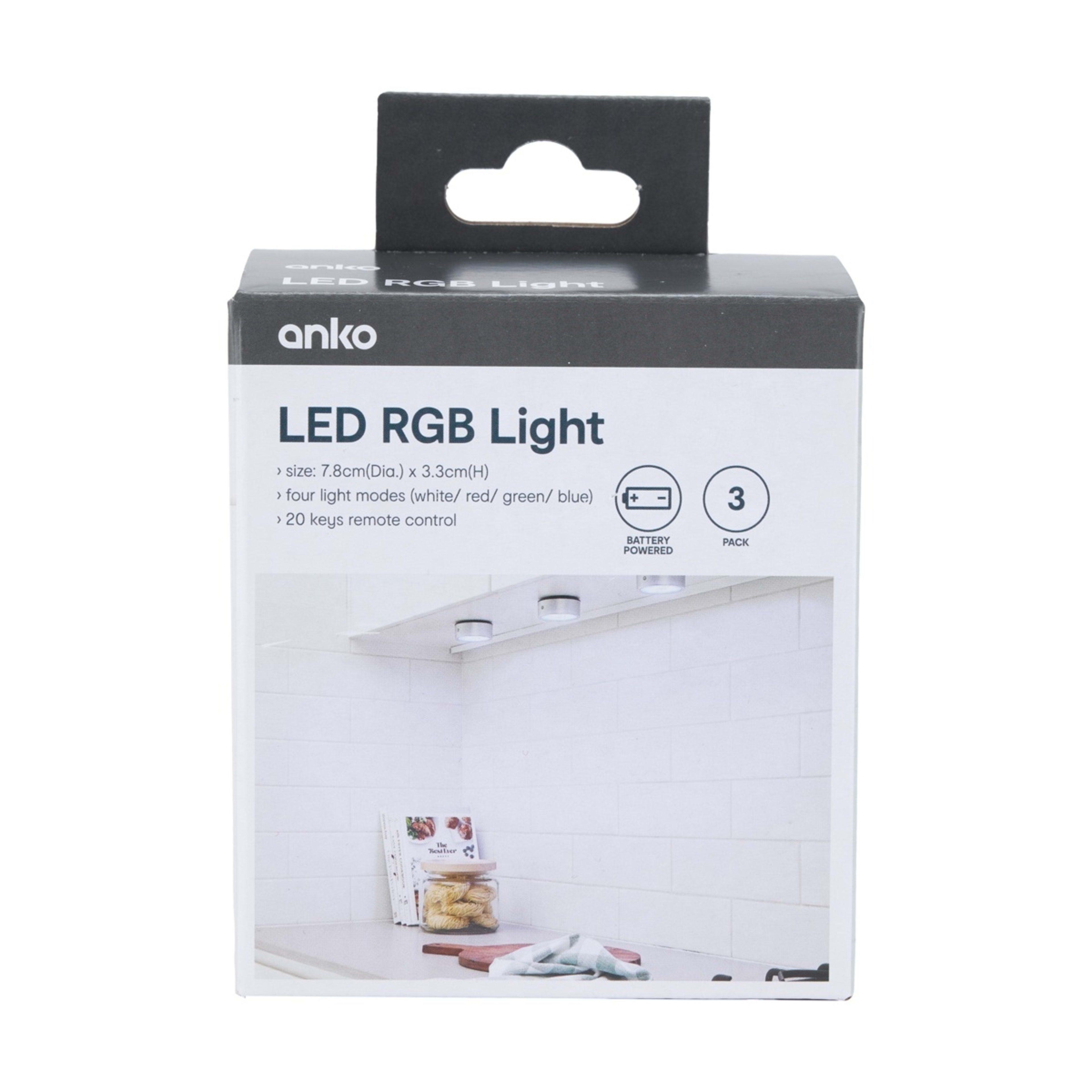 3 Pack LED RGB Lights - Kmart