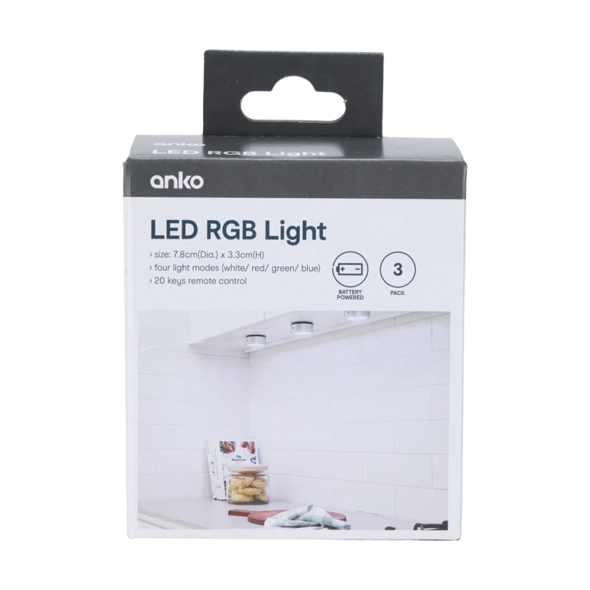 3 Pack LED RGB Lights - Kmart
