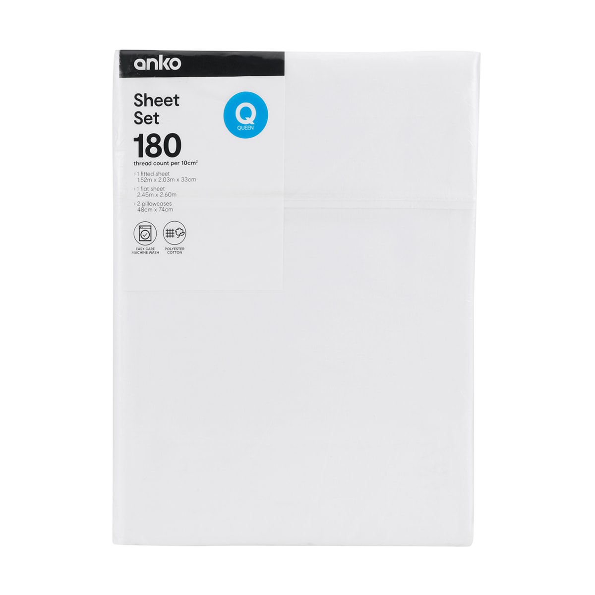180 Thread Count Sheet Set - Queen Bed, White - Kmart