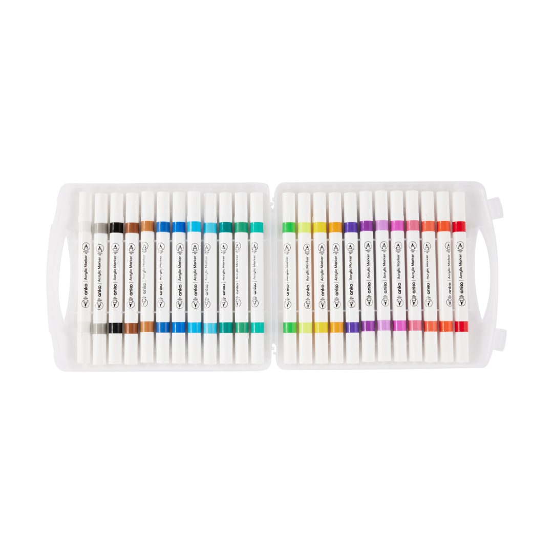 24 Pack Dual-Tip Acrylic Paint Markers - Kmart