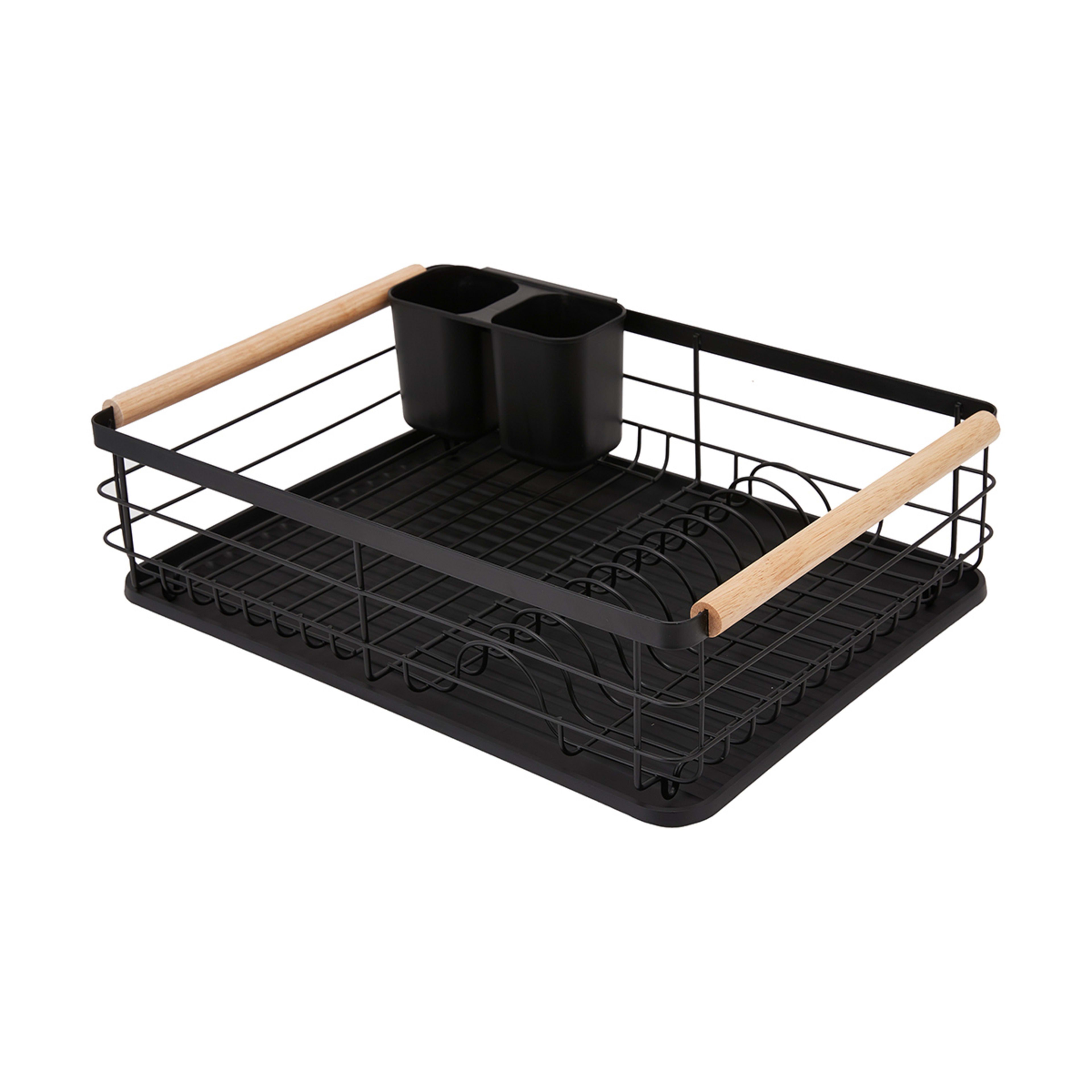 Black Wooden Handle Dish Rack - Kmart