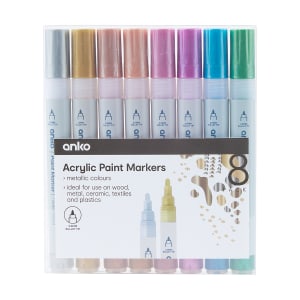 8 Pack Acrylic Paint Markers - Metallic - Kmart