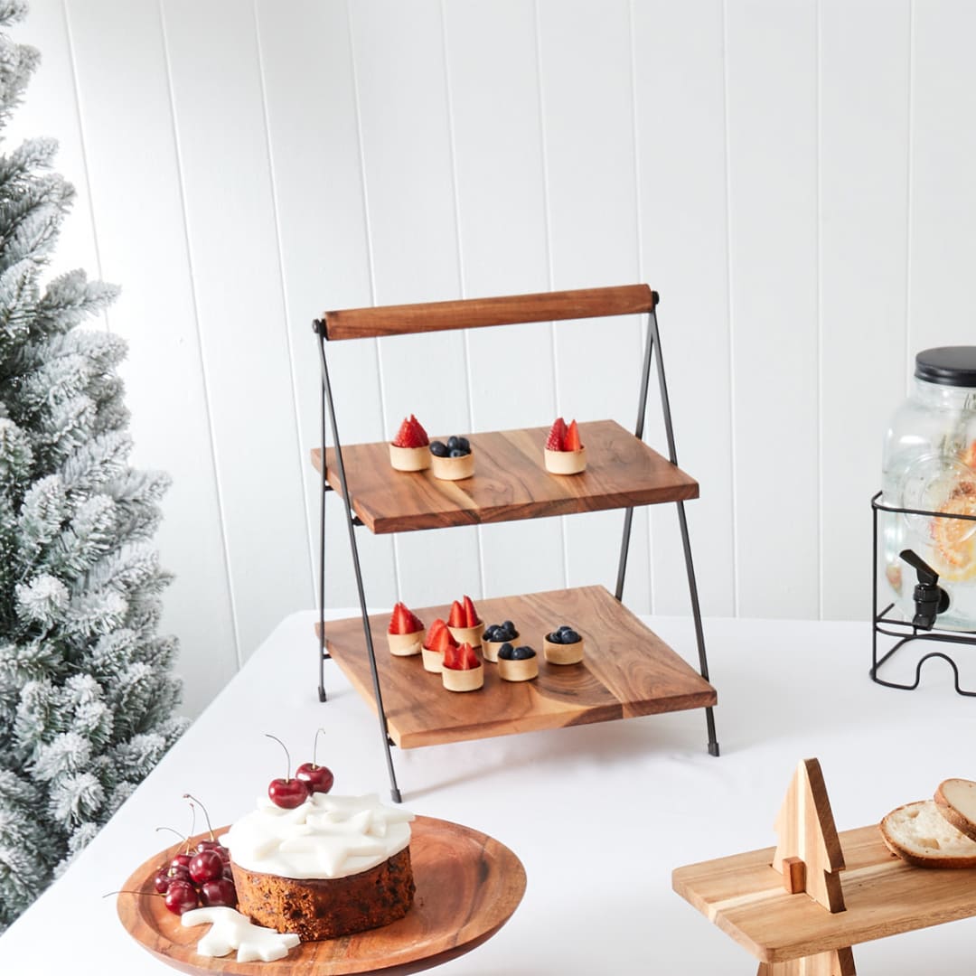 2 Tier Acacia Serving Stand - Kmart