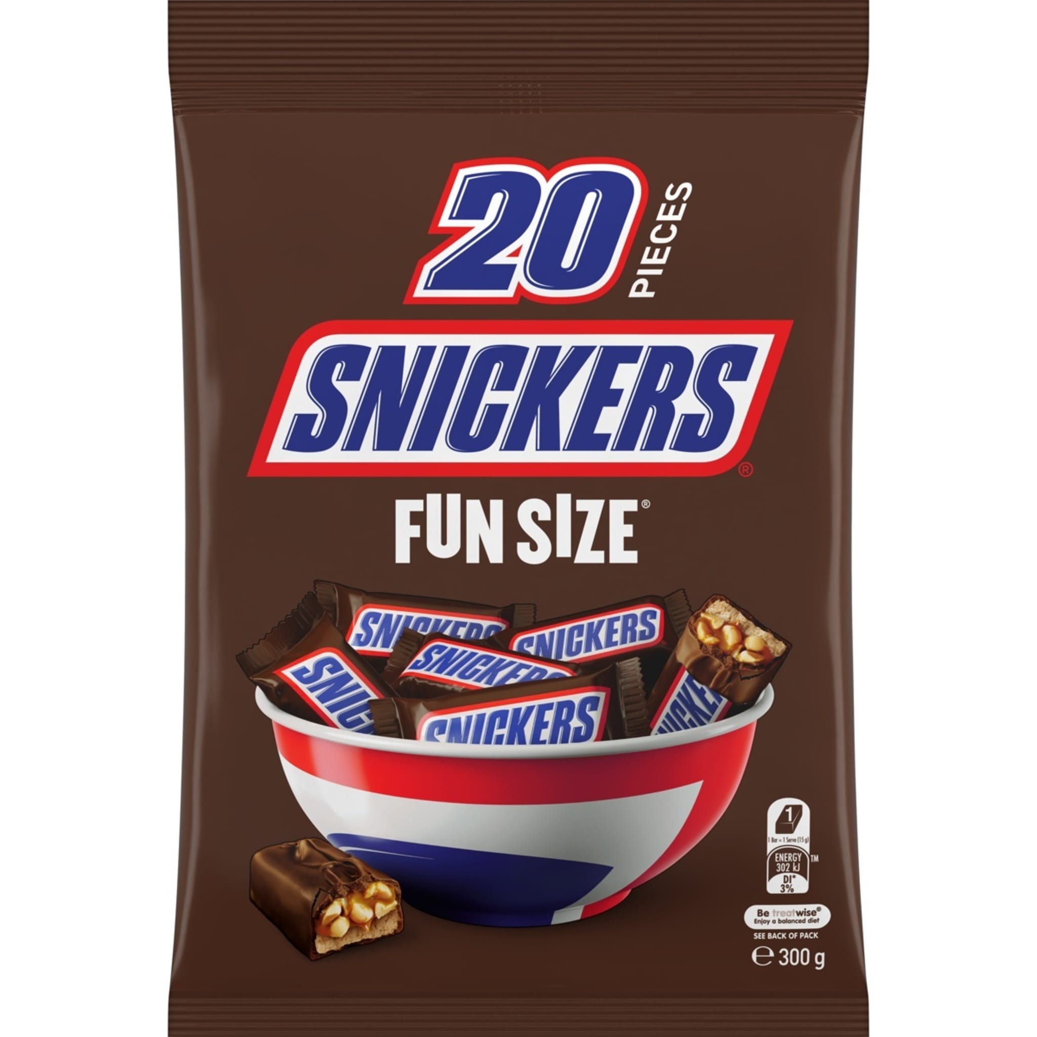20 Piece Snickers Fun Size Snack and Share Bag 300g - Kmart