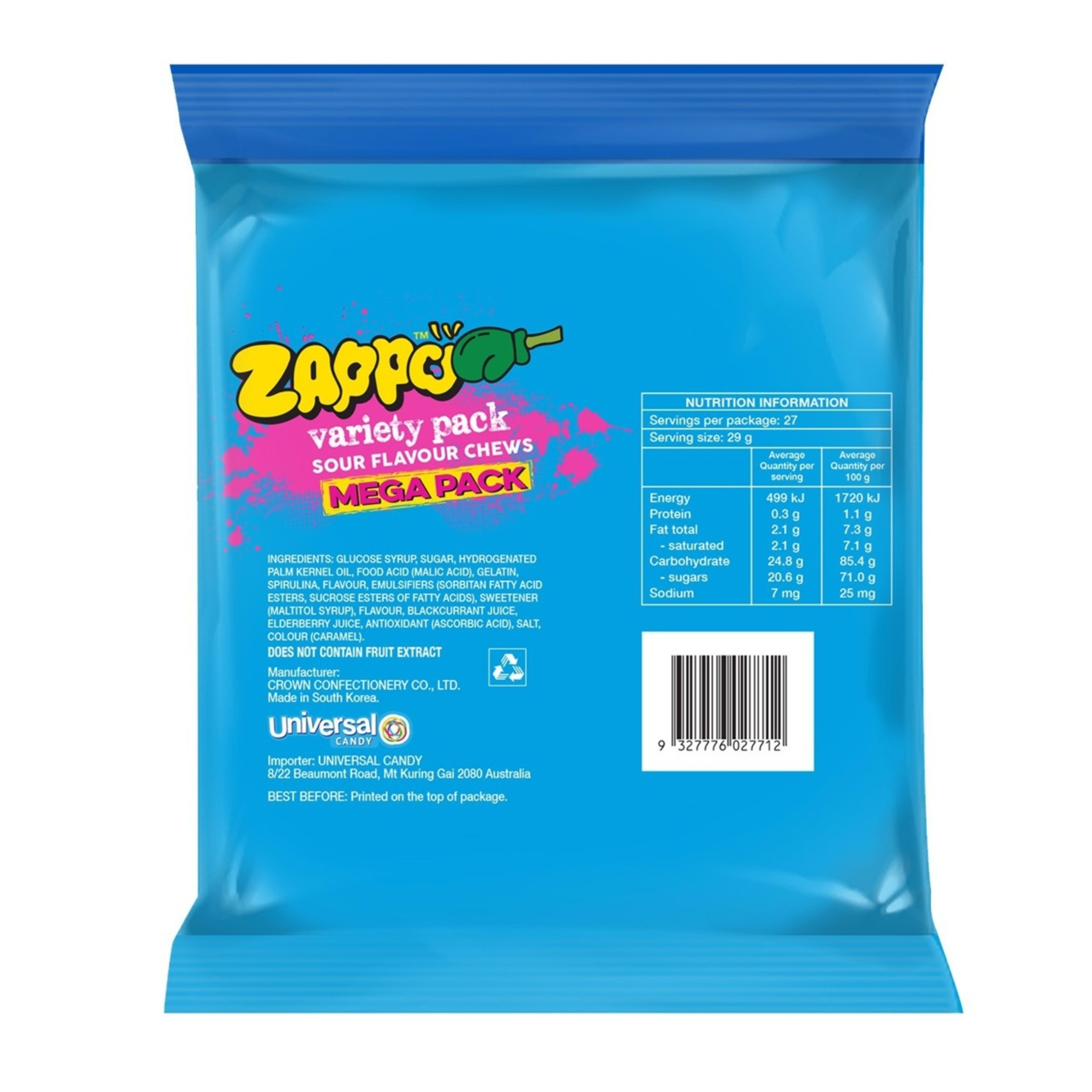 Zappo Sour Flavour Chew Mega Pack 780g - Kmart