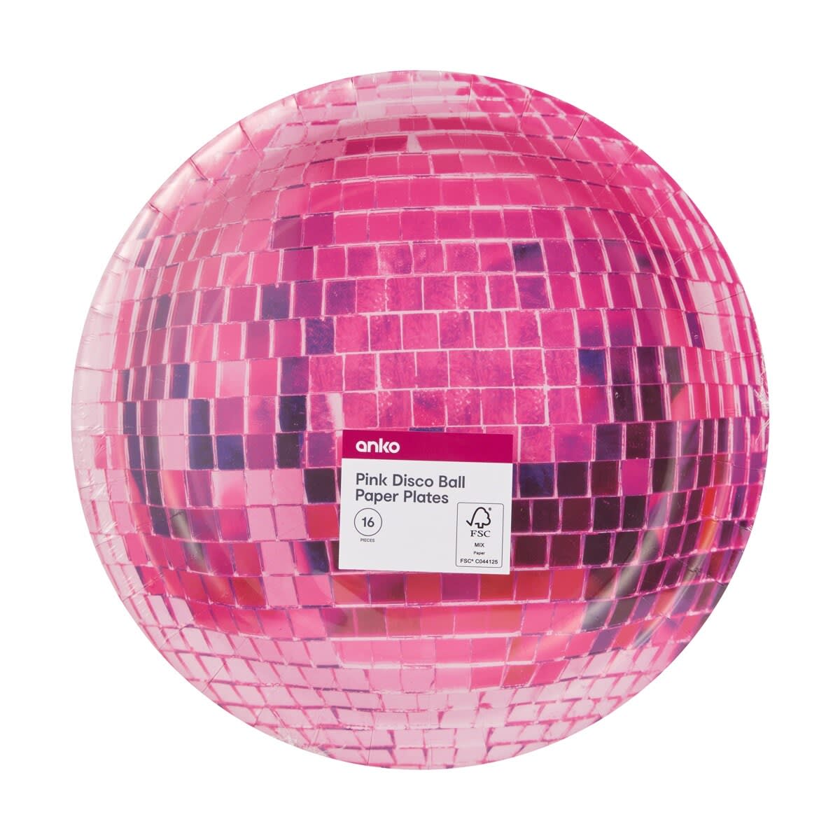 16 Piece Pink Disco Ball Paper Plates - Kmart