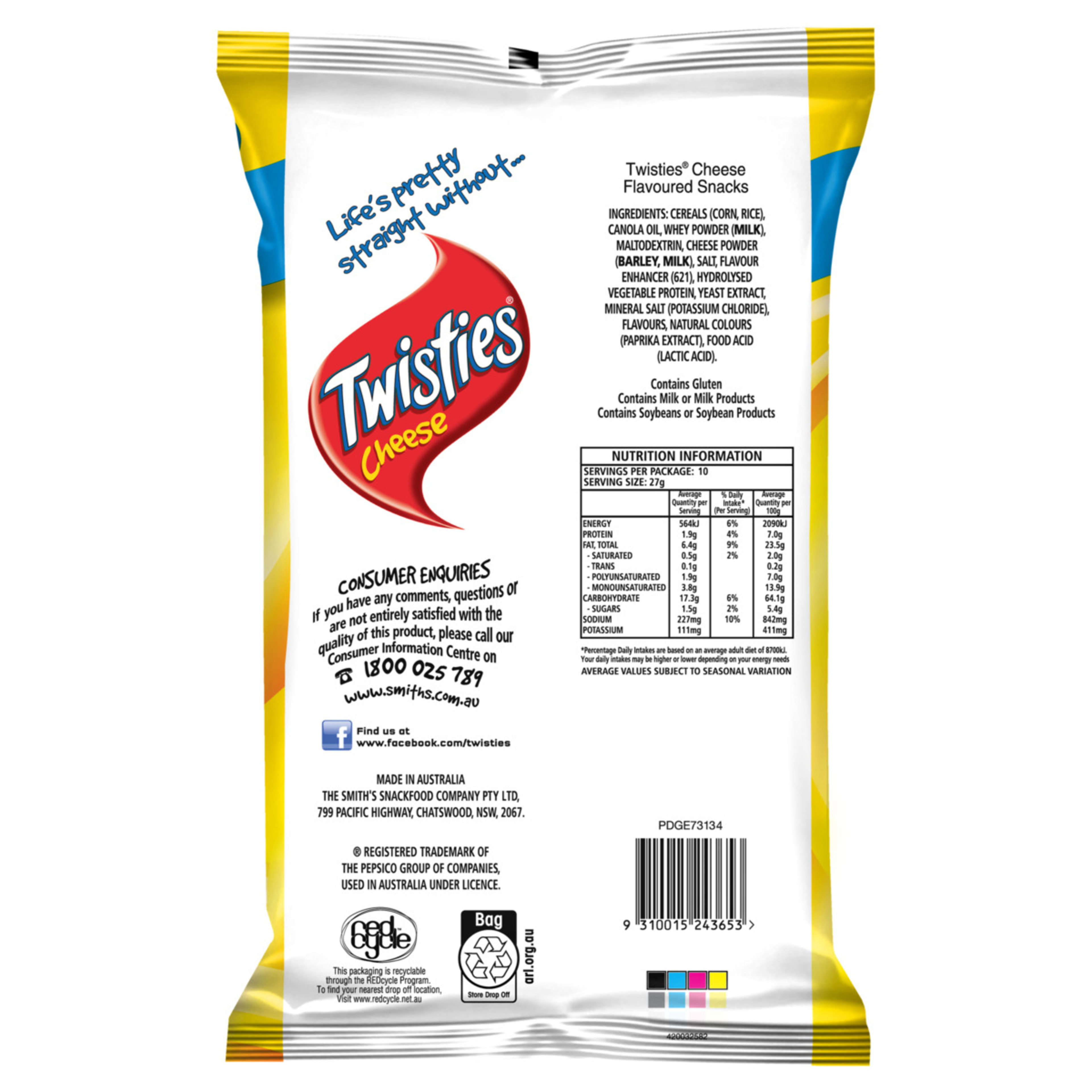 Twisties Cheese Party Bag 270g - Kmart