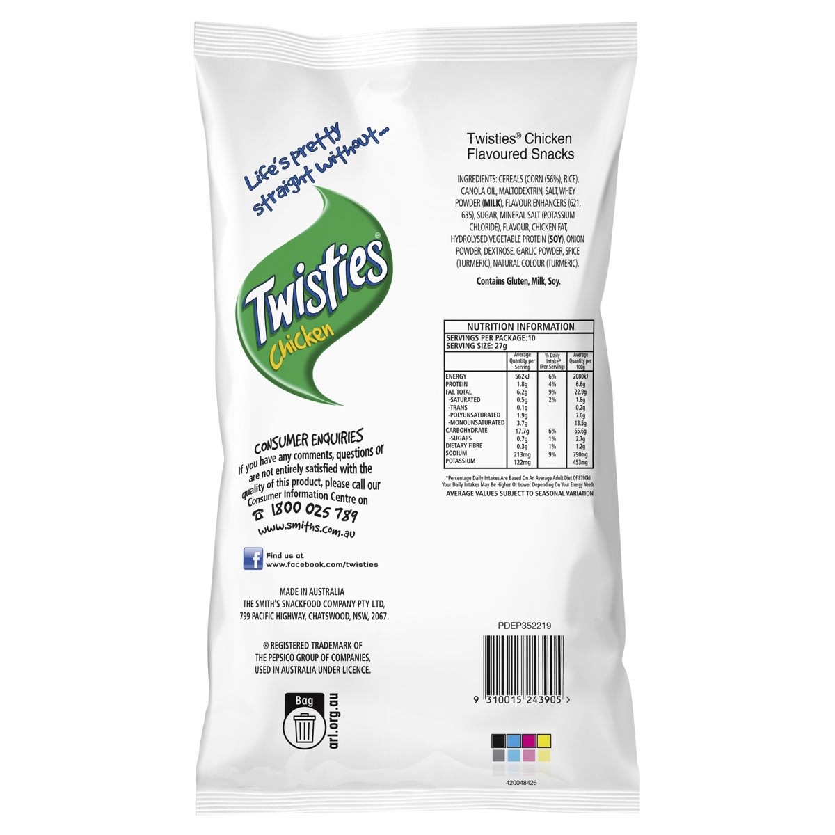 Twisties Chicken Flavoured Snacks Party Bag 270g - Kmart