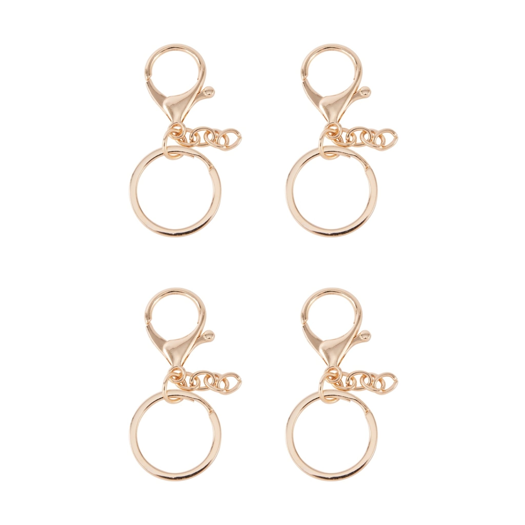 4 Pack Keyrings - Gold Look - Kmart