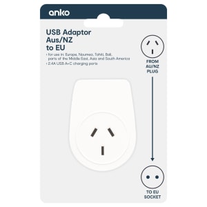 USB Reverse Compact Travel Adaptor - AU to EU - Kmart