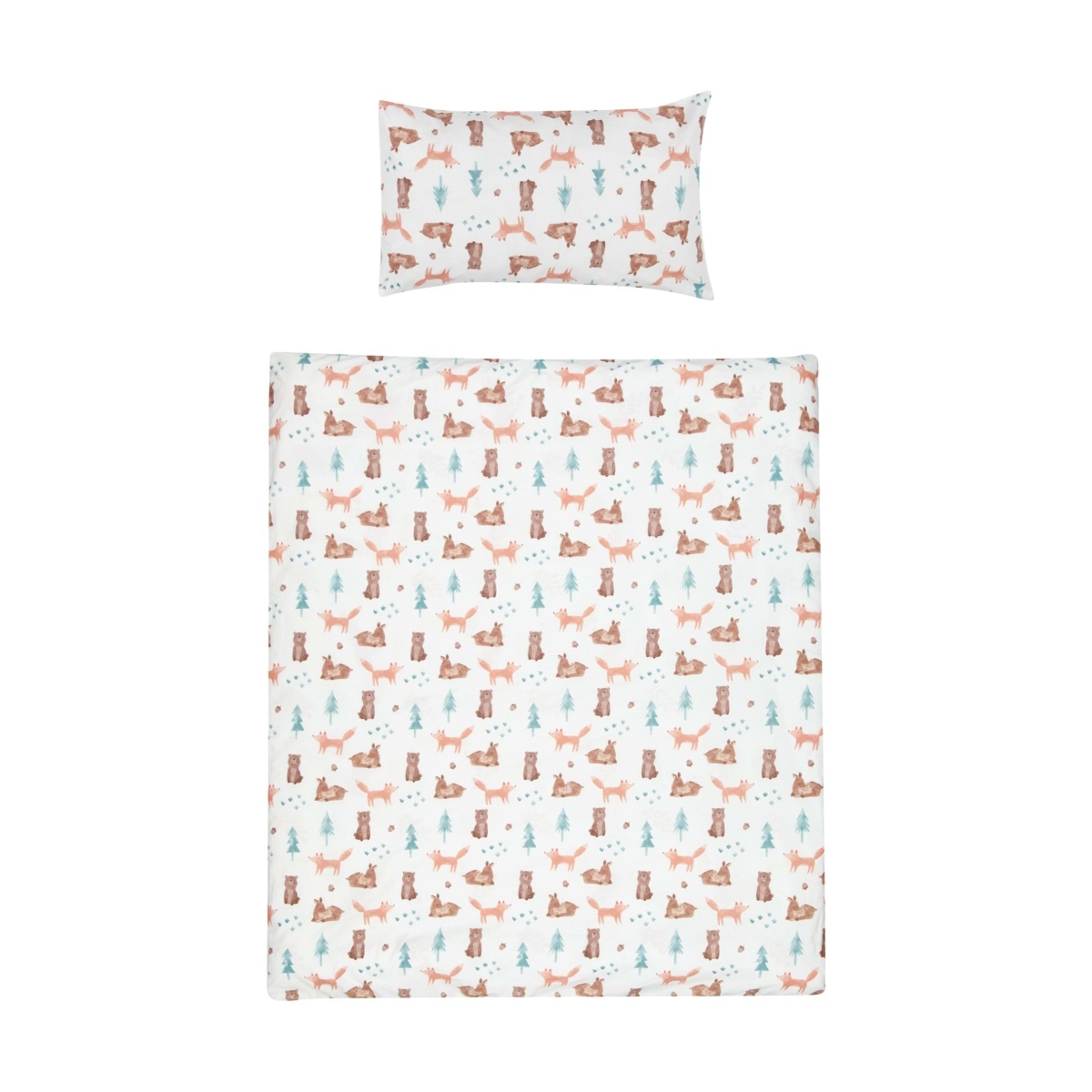 Cotton Reversible Cot Quilt Cover Set - Woodland - Kmart
