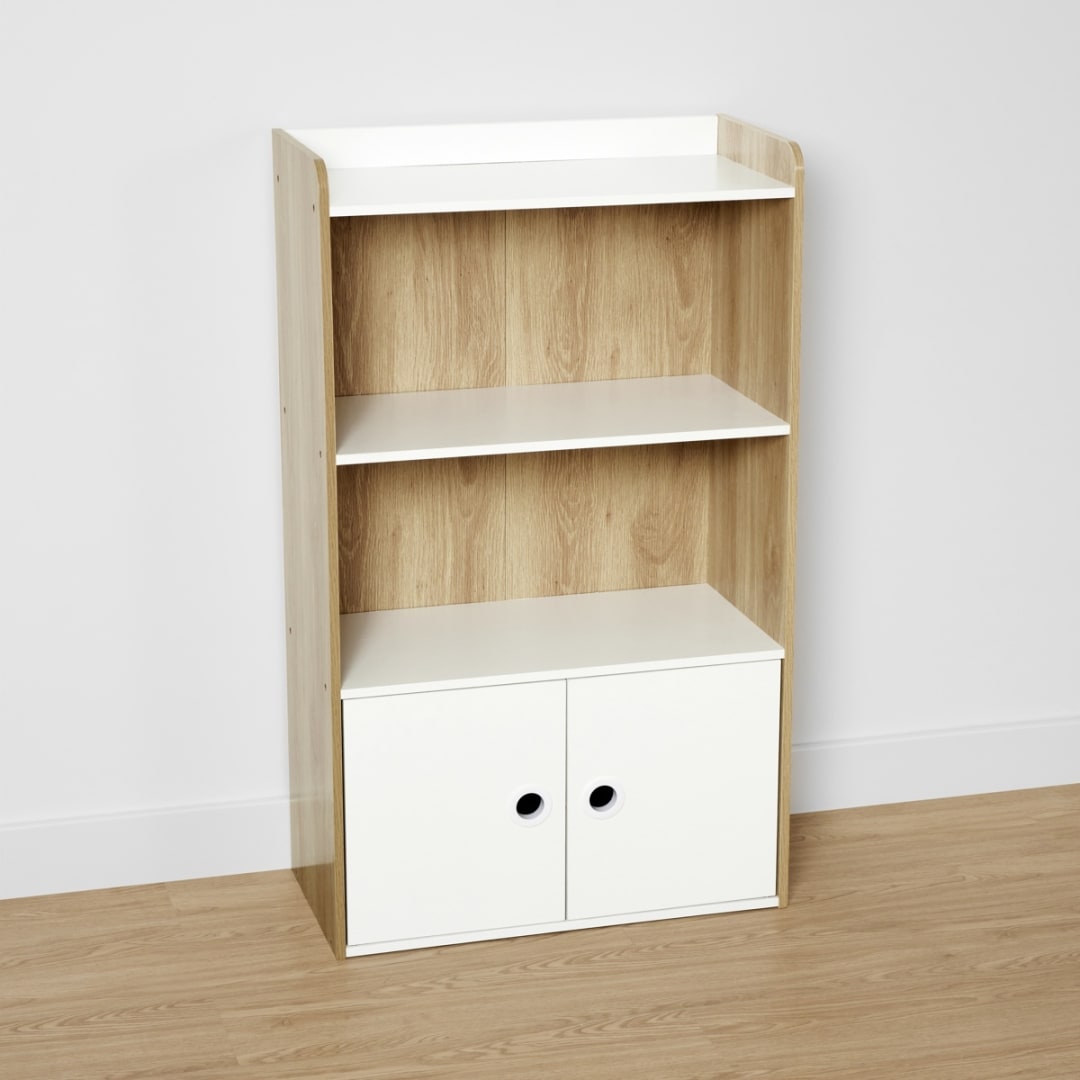Oak Look and White Shelf with Cupboard - Kmart