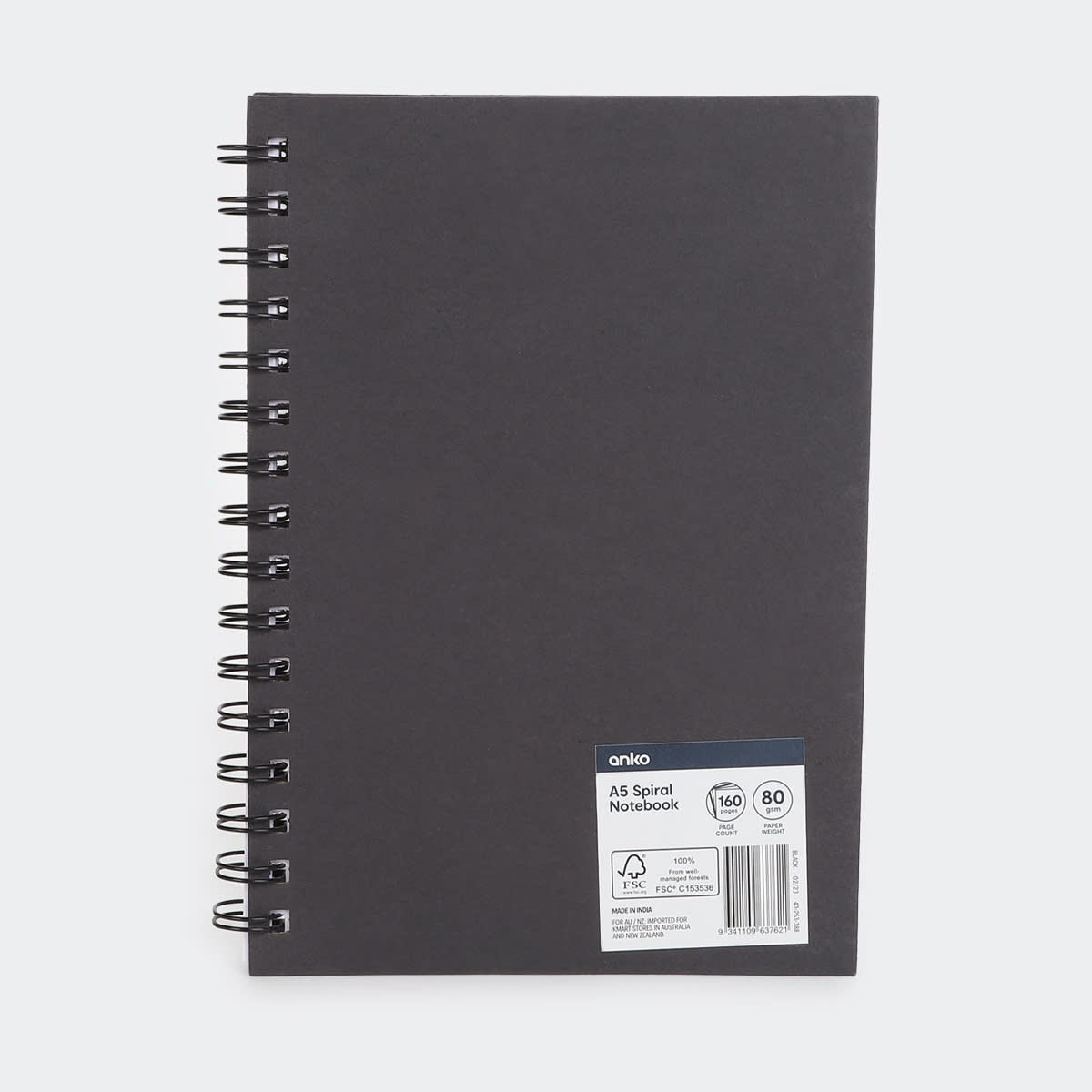 A5 Spiral Notebook - Black - Kmart