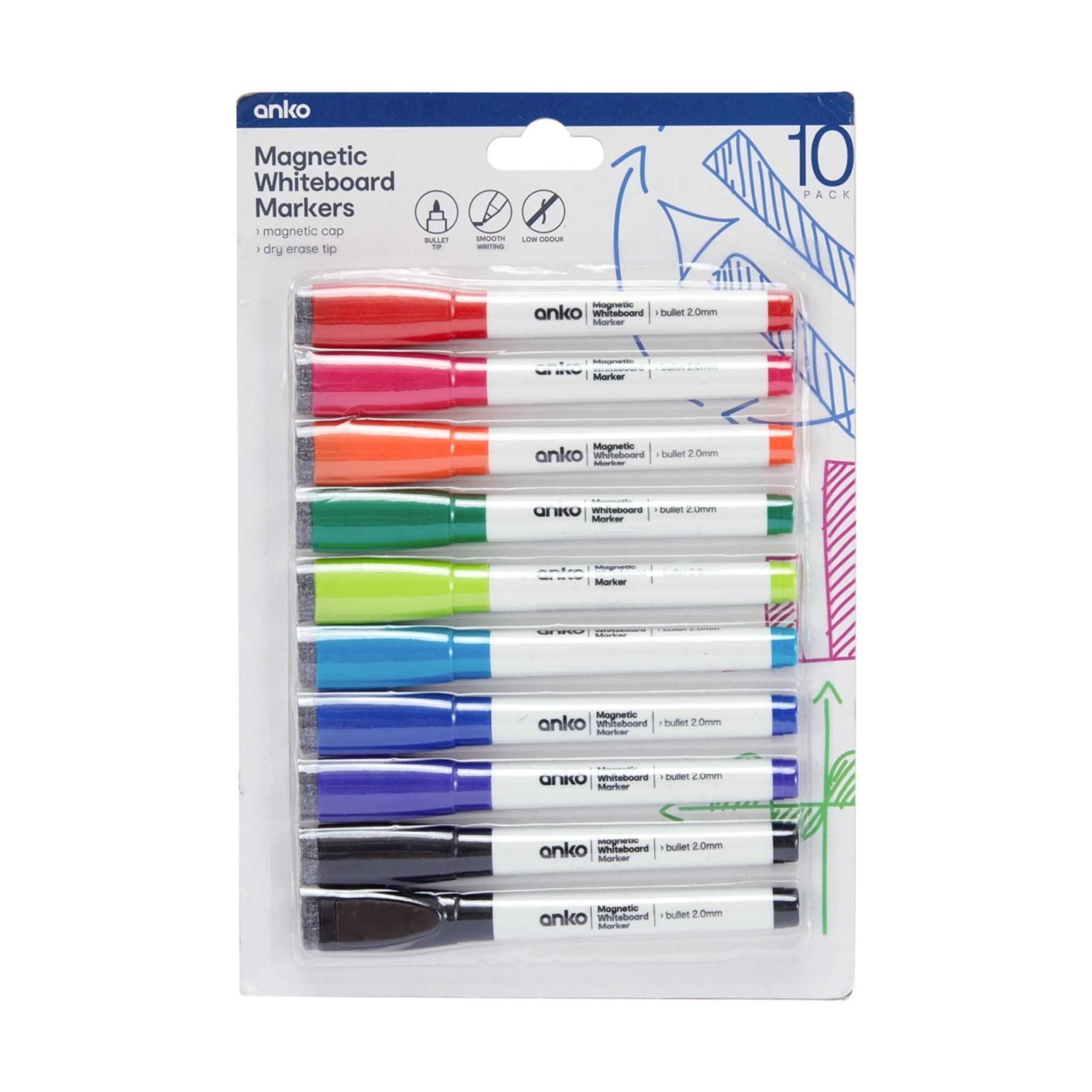 10 Pack Magnetic Whiteboard Markers - Kmart