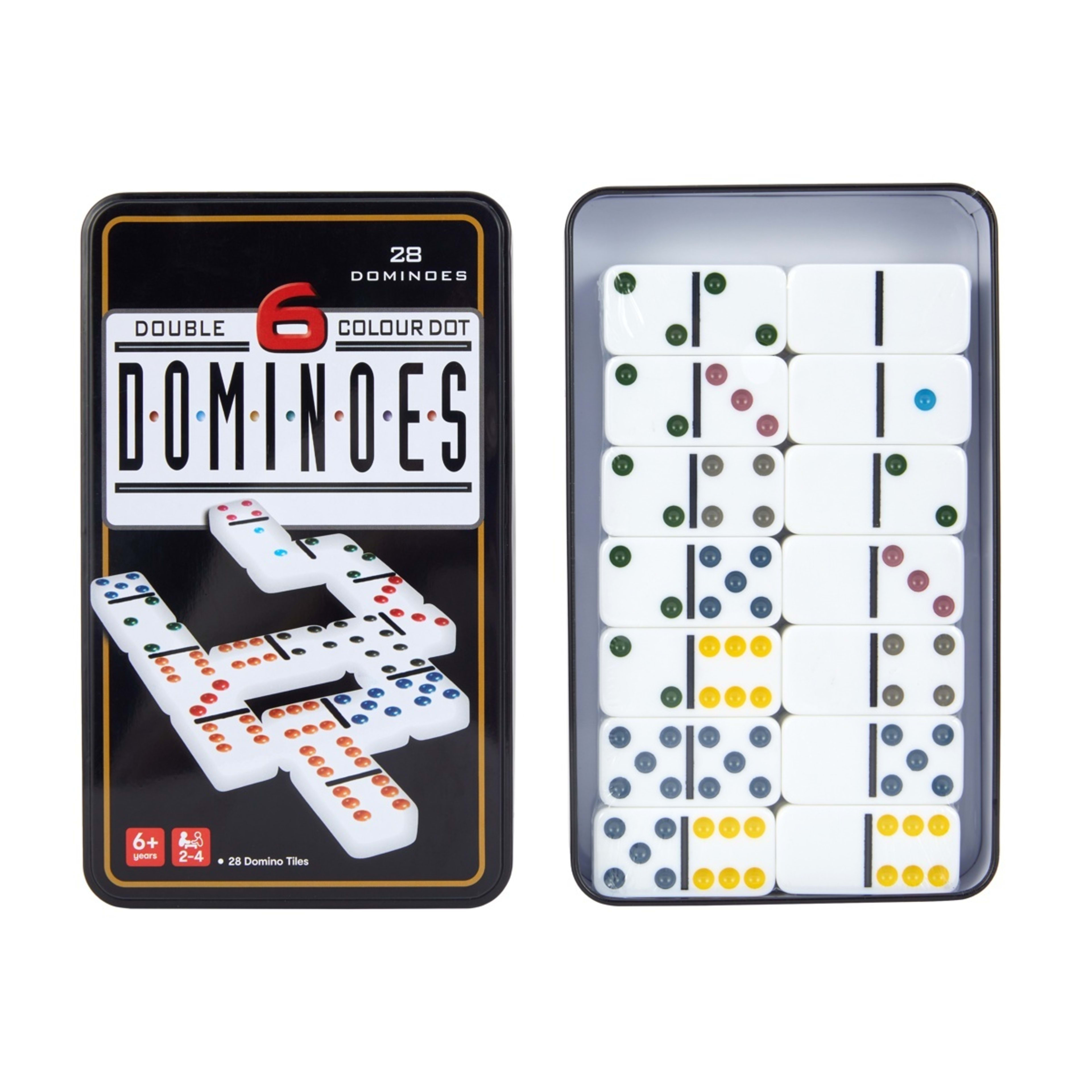 28 Piece Double 6 Colour Dot Dominoes Game - Kmart