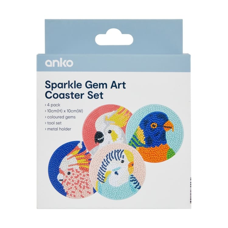 Sparkle Gem Art Coaster Set - Birds - Kmart