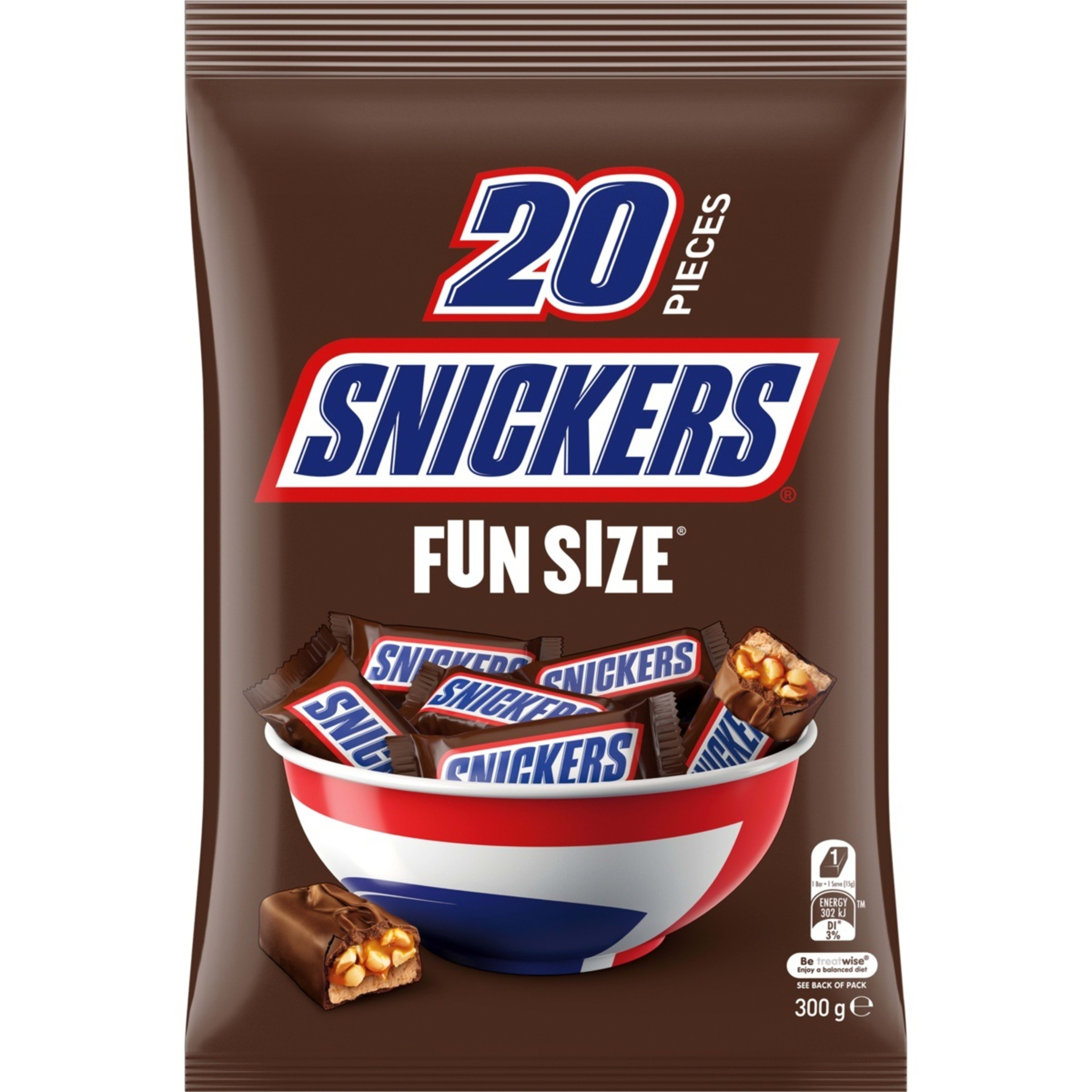 20 Piece Snickers Fun Size Snack and Share Bag 300g - Kmart