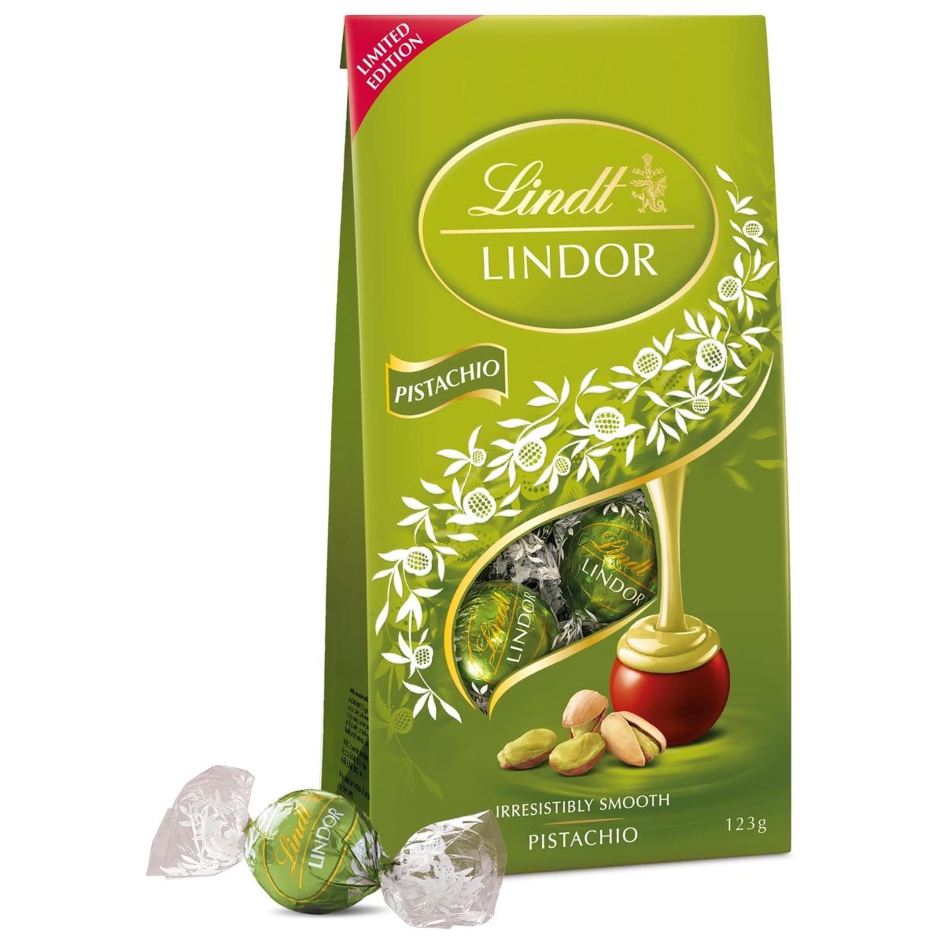 Lindt LINDOR Pistachio Milk Chocolate Bag 123g - Kmart