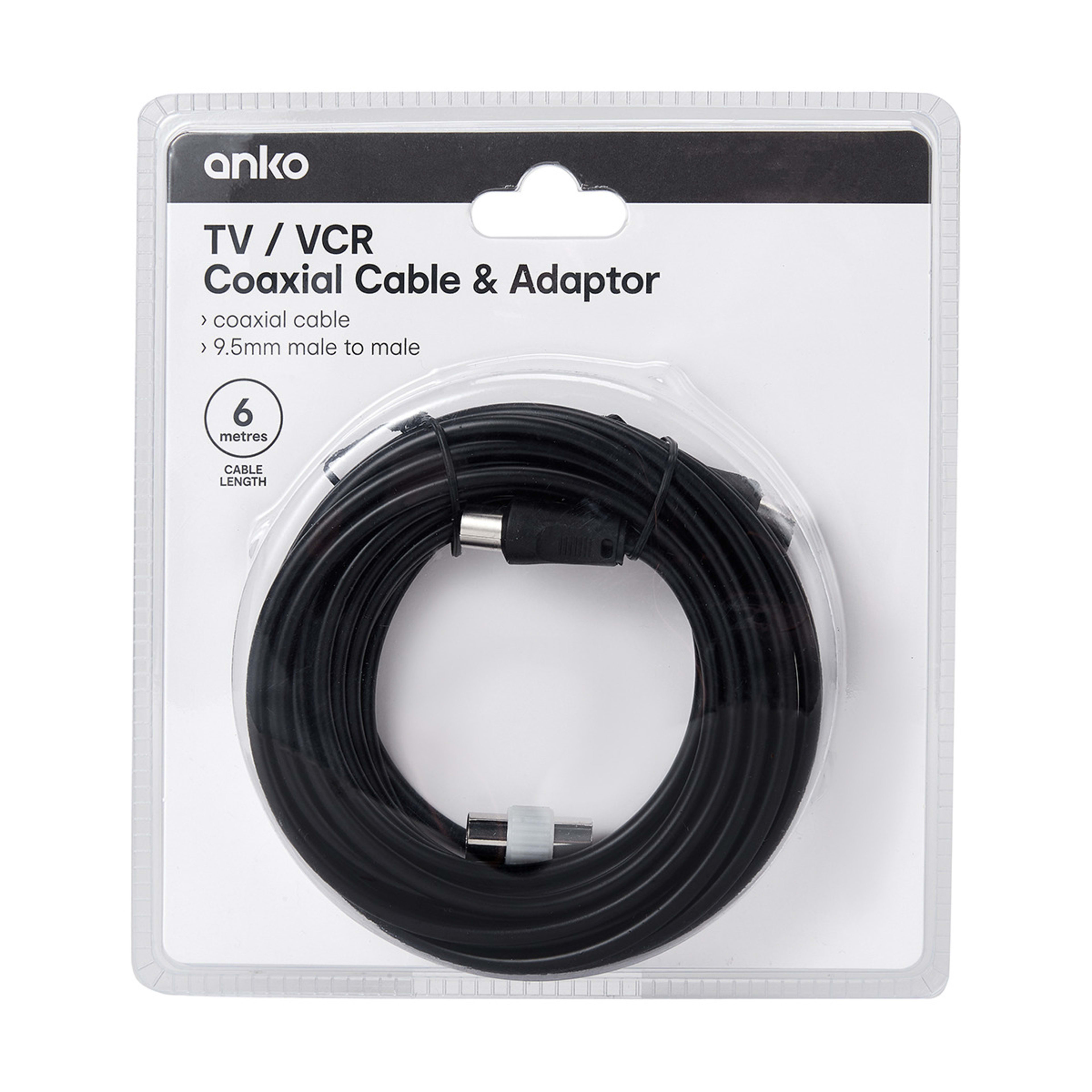 Coaxial Antenna Cable with Adaptor - 6m - Kmart