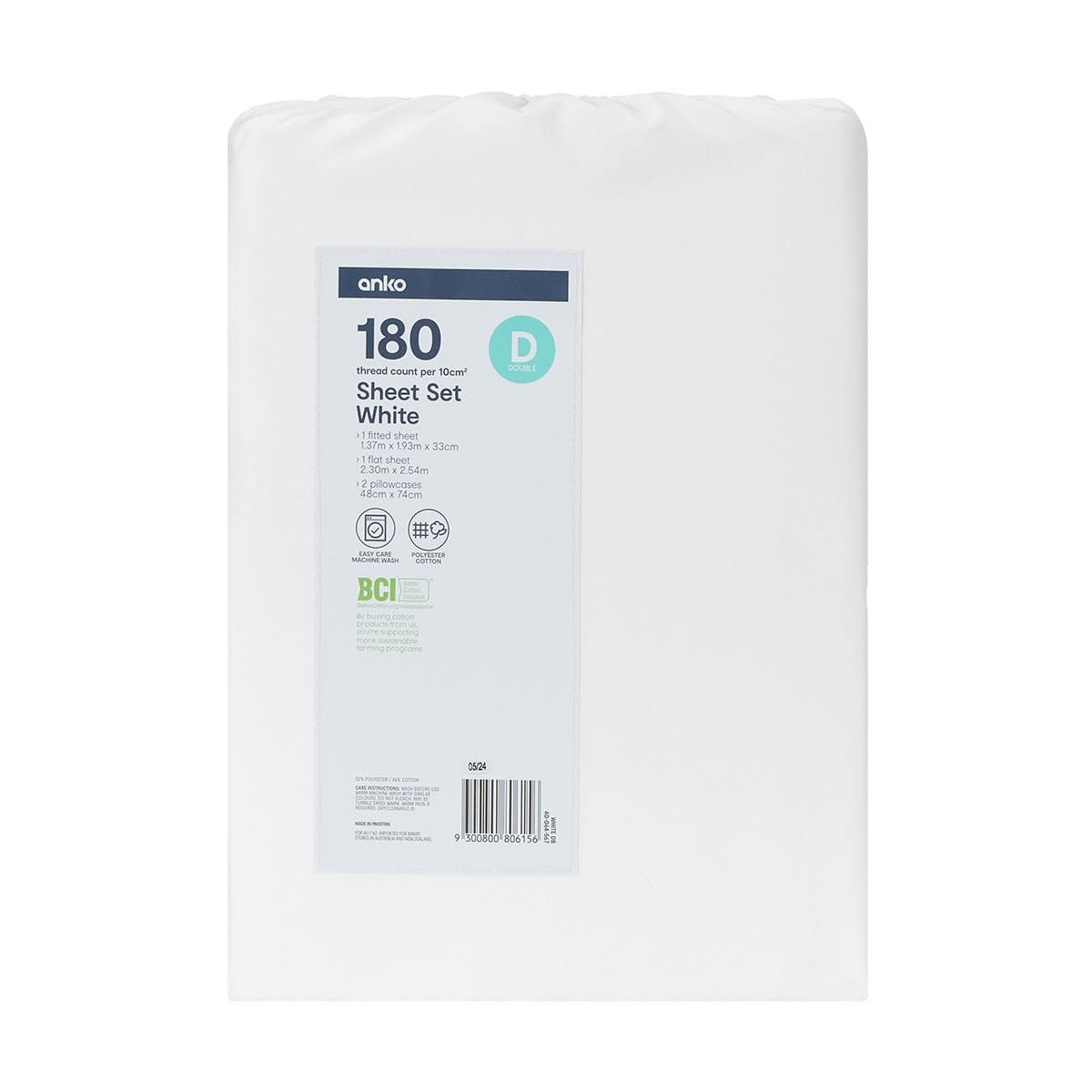 180 Thread Count Sheet Set - Double Bed, White - Kmart