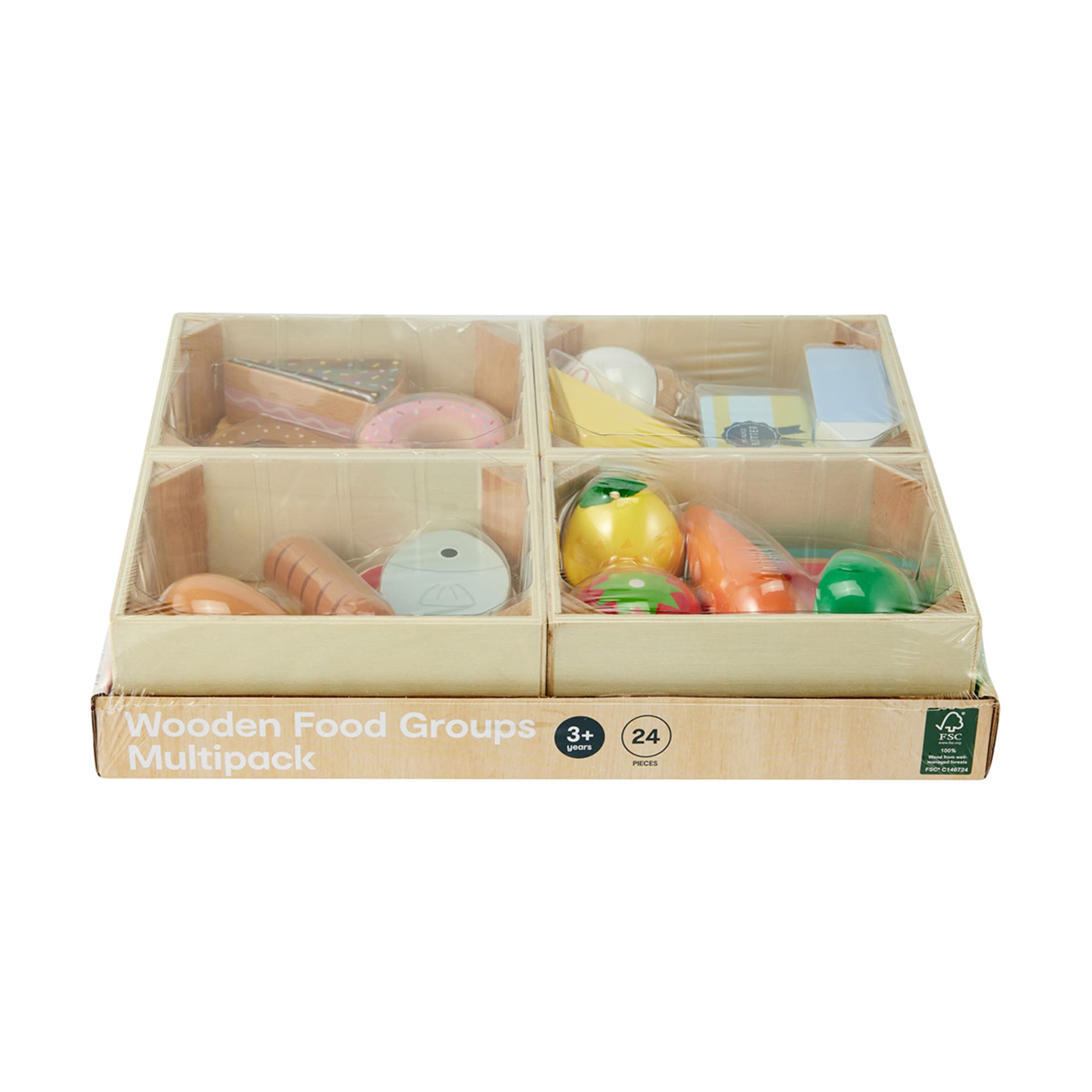 24 Piece Wooden Food Groups Multipack - Kmart