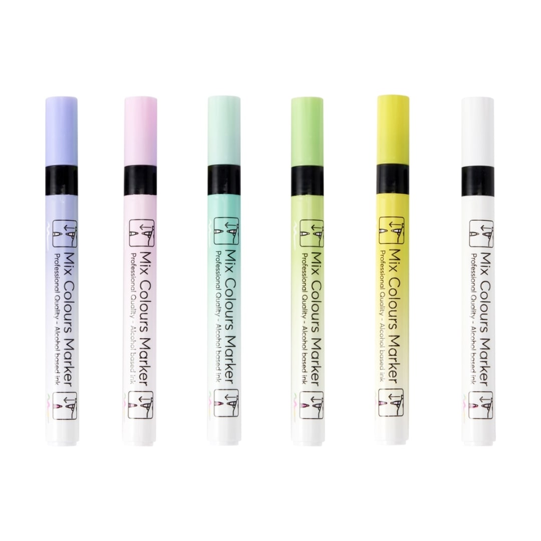 6 Pack Mix Colour Markers - Pastel - Kmart