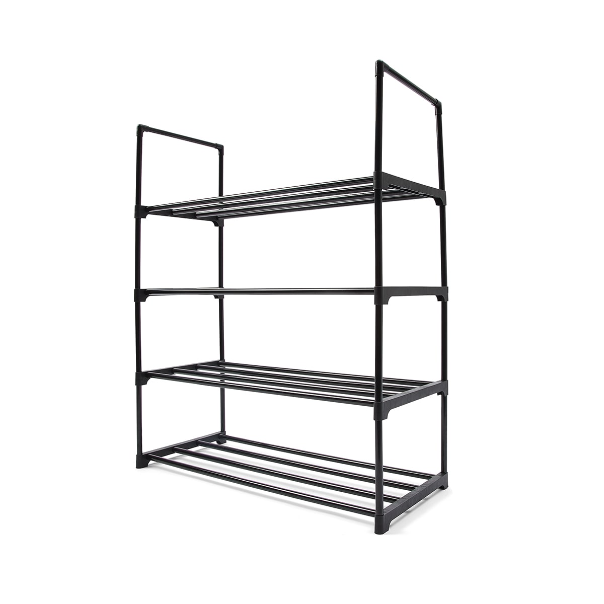 4 Tier Stackable Black Shoe Rack - Kmart