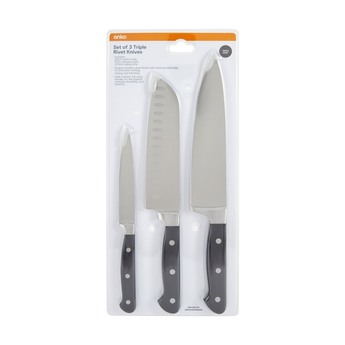 Set of 3 Triple Rivet Knives - Kmart