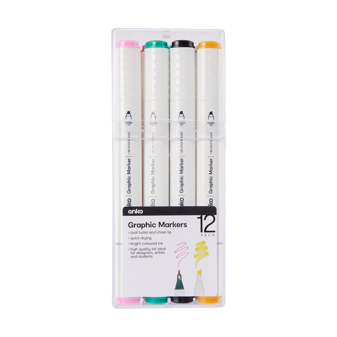 12 Pack Graphic Markers - Kmart NZ
